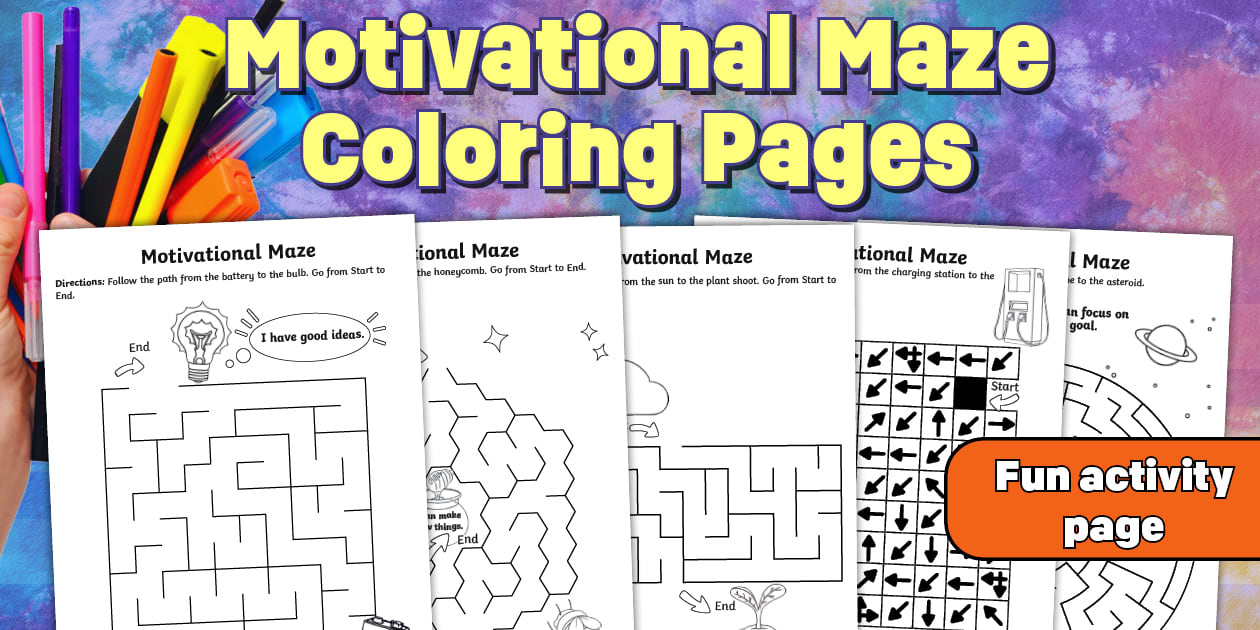 Motivational Maze Colouring Pages