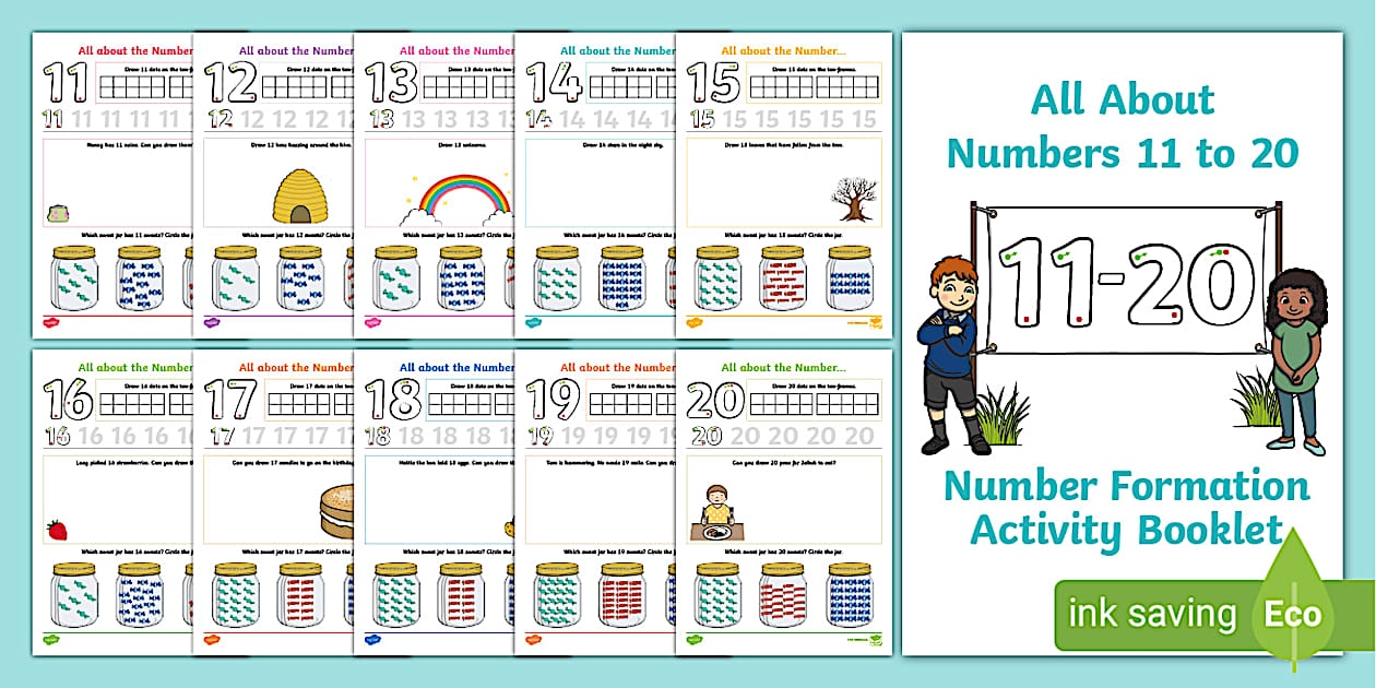 Editable All About Numbers 11 to 20 Number Formation Activity Booklet