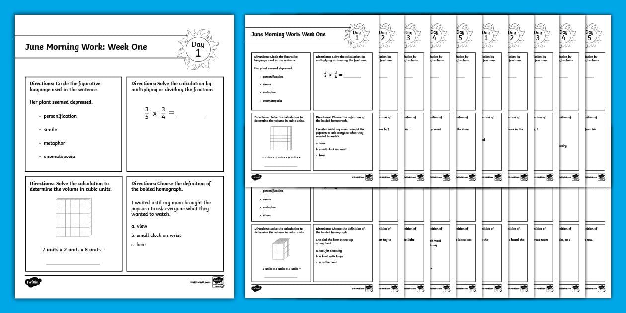 Fifth Grade June Morning Work Bundle (teacher made) - Twinkl