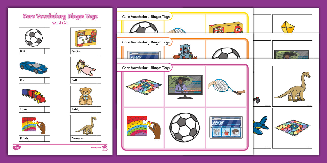 Core Vocabulary Bingo: Toys (teacher made) - Twinkl