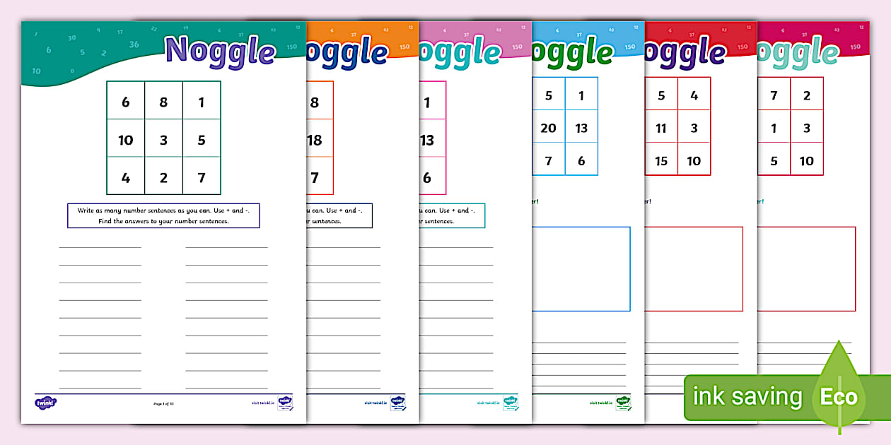 Editable 'Noggle' Number Sentences Worksheets - Twinkl