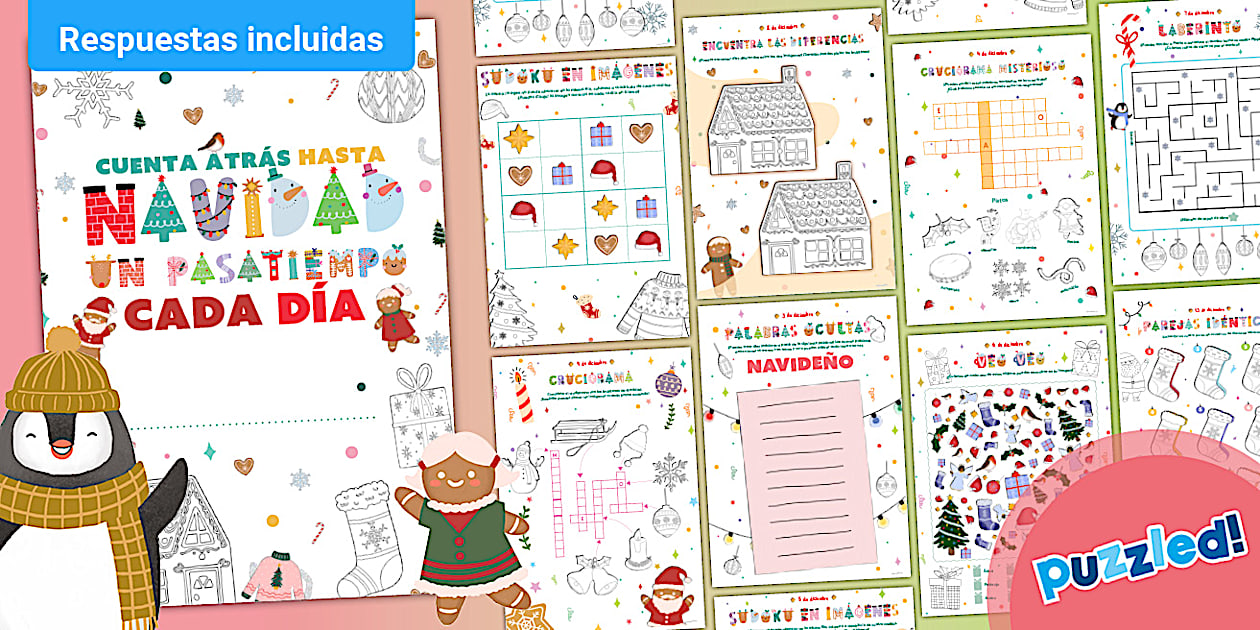 Cuadernillo de actividades: Cuenta atrás para Navidad - Twinkl Puzzled