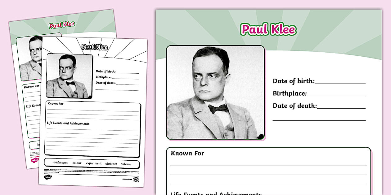 Paul Klee Biography Template (teacher made) - Twinkl
