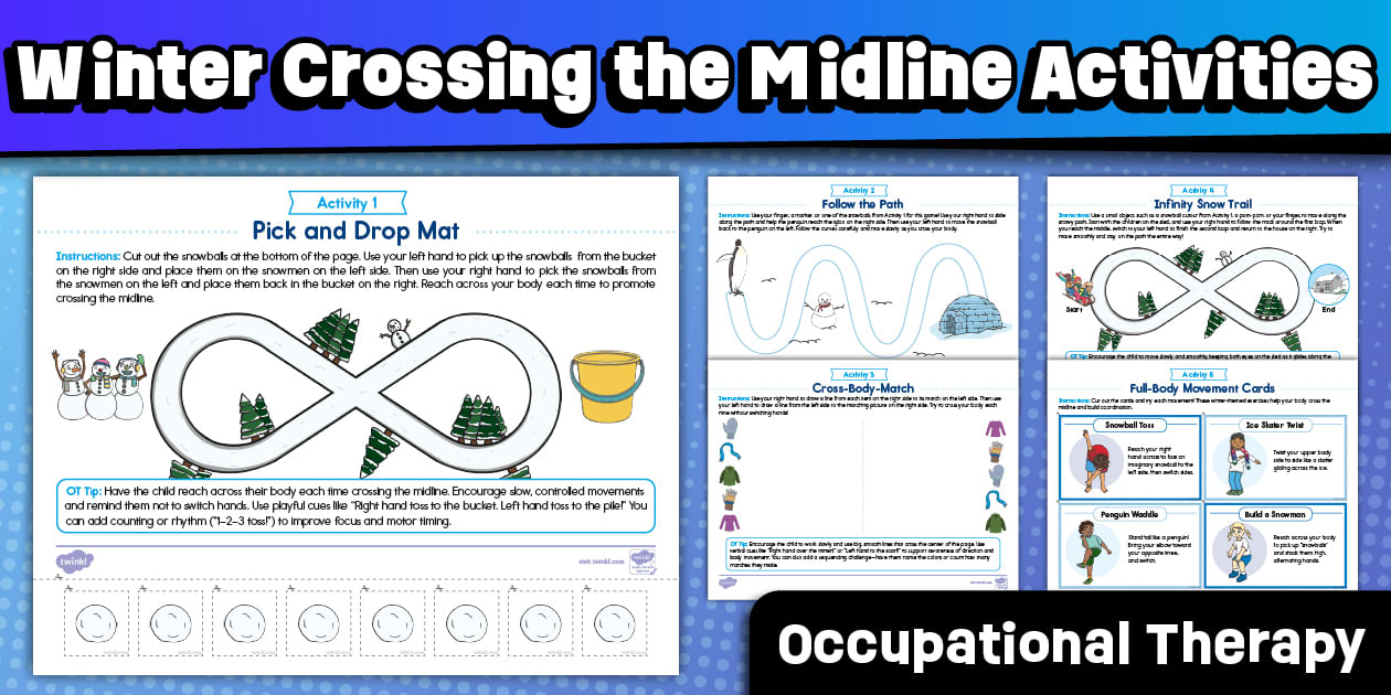 Winter Crossing the Midline Activities for Occupational Therapy