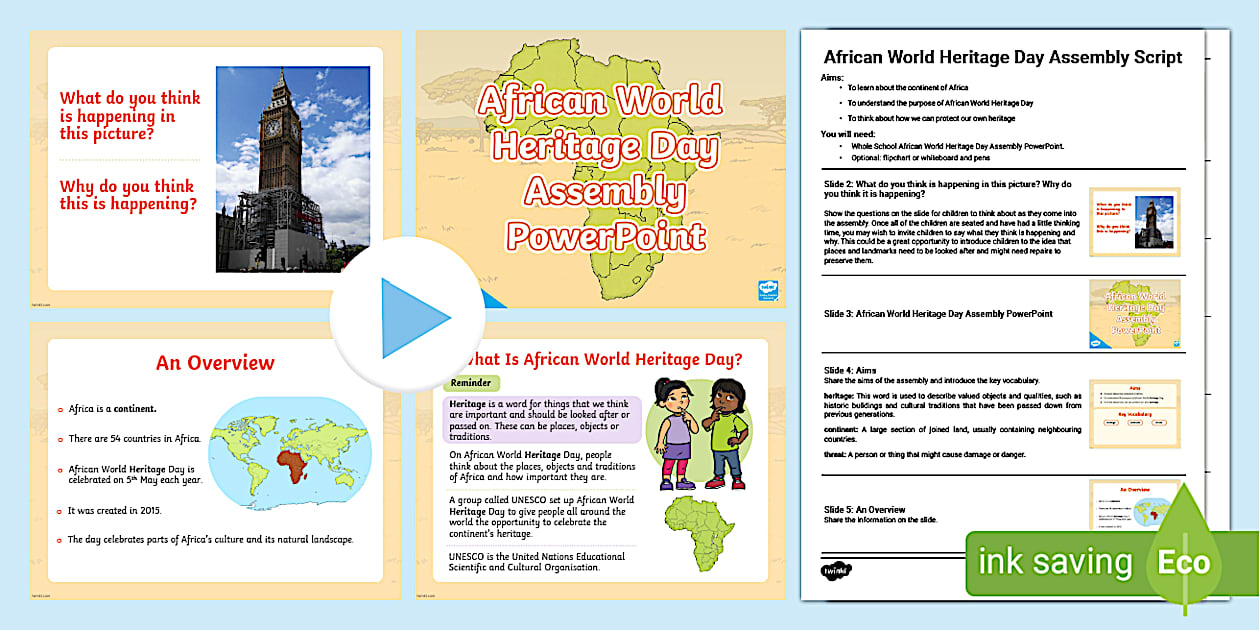 African World Heritage Day Assembly Pack (teacher made)
