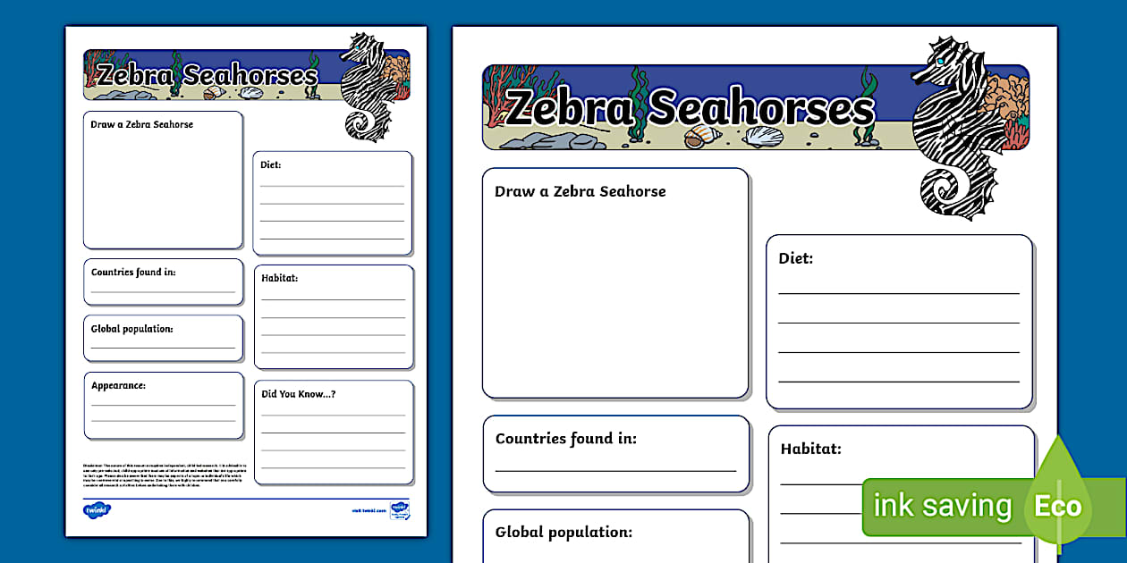 Zebra Seahorses Fact File Template (l'enseignant a fait)