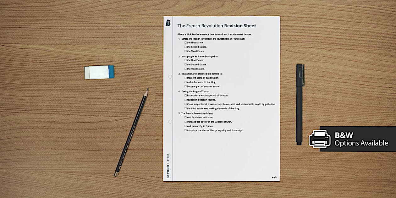 The French Revolution Revision Sheet