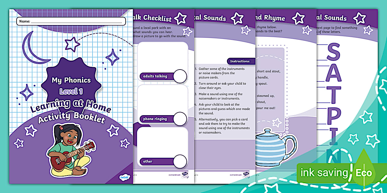 Phonics Level 1 Learning at Home Activity Booklet - Twinkl