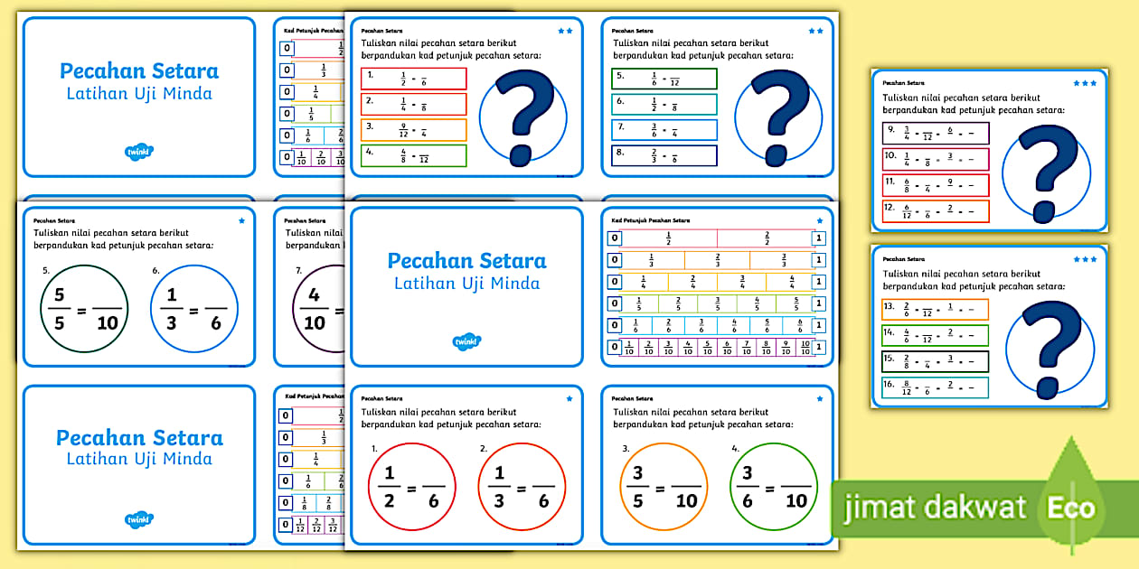 Kad Latihan Uji Minda Pecahan Setara (teacher made) - Twinkl