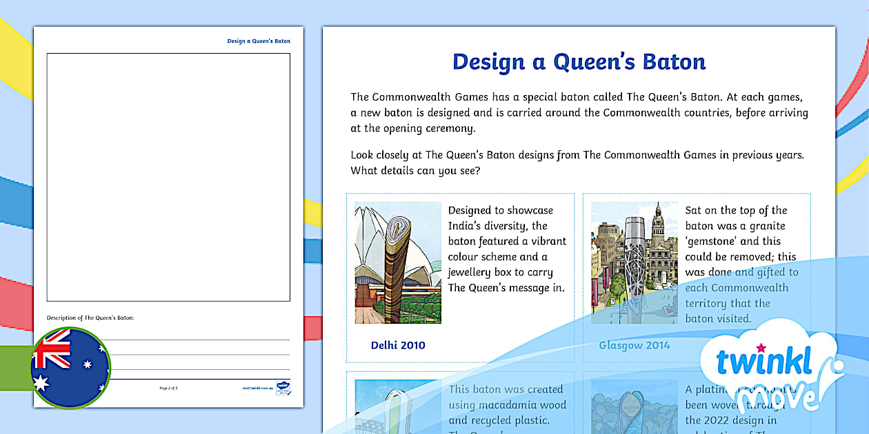 Move PE: Design a Queen's Baton (Teacher-Made) - Twinkl