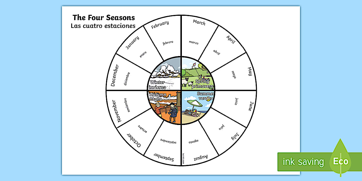 Four Seasons Wheel English/Spanish - Twinkl