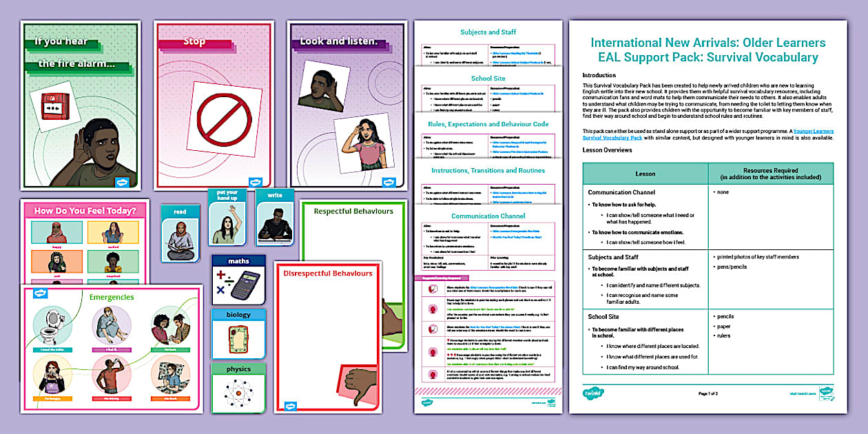 International New Arrivals EAL Support Materials - Twinkl