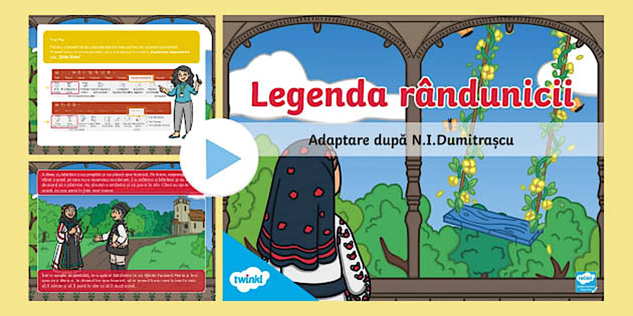 Legenda rândunicii - adaptare după N.I. Dumitrașcu - Twinkl