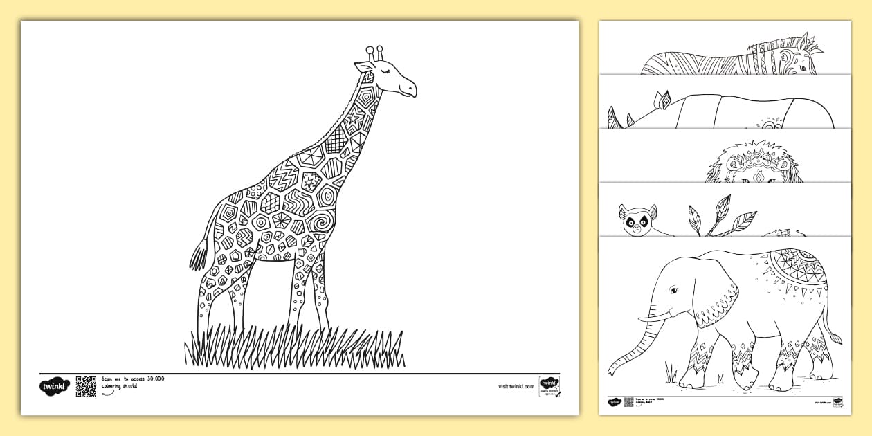 Zoo Mindfulness Colouring Sheets - ESL Zoo Colouring Page