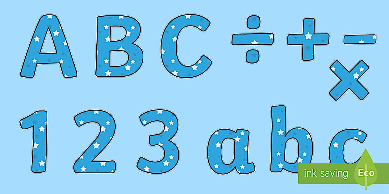 Cursive Blue with White Stars A4 Display Lettering - Twinkl