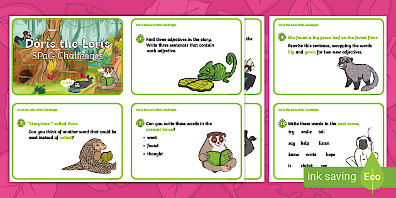 Year 2 Doris the Loris SPaG Challenge Cards - Twinkl