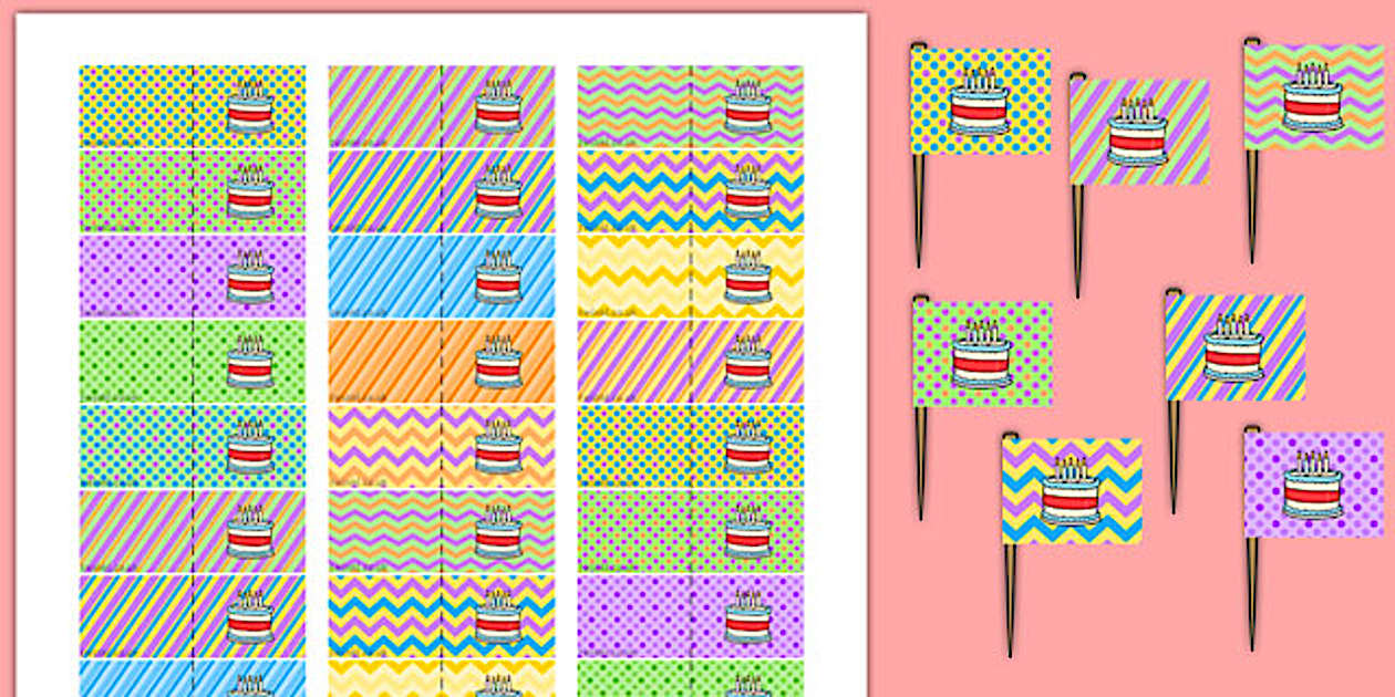 2nd Birthday Party Toothpick Flags (Teacher-Made) - Twinkl