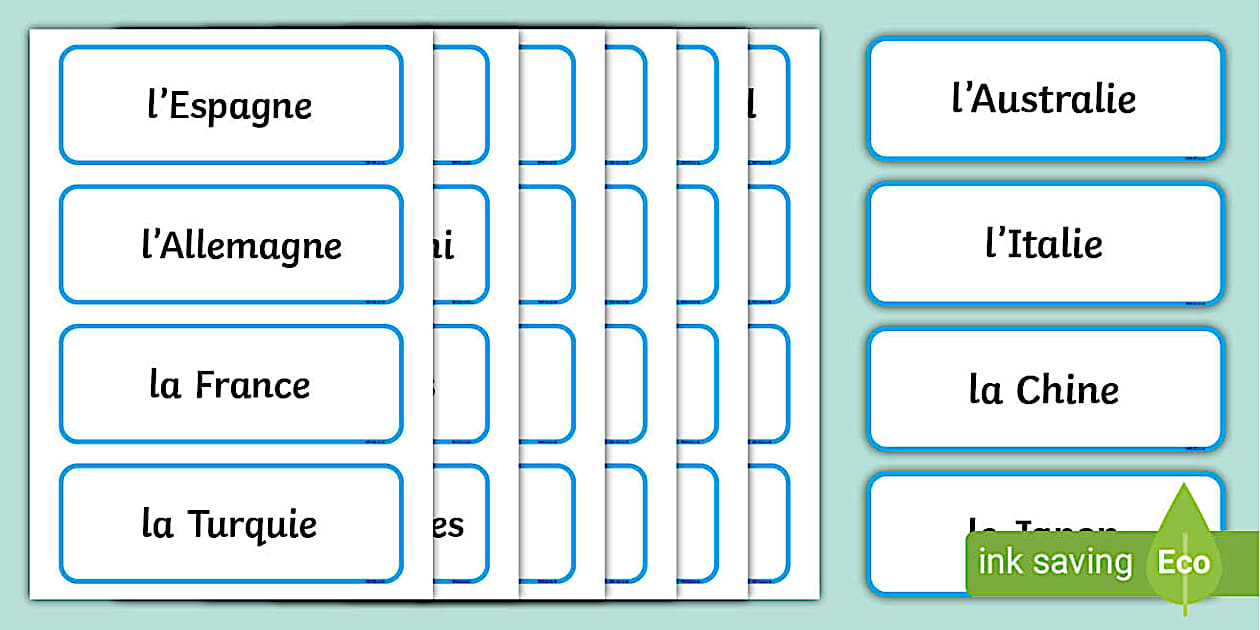 Countries of the World French Word Cards (teacher made)