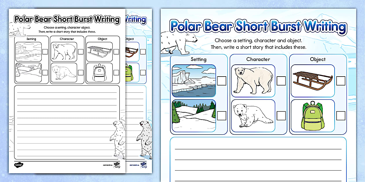 Polar Bear Short Burst Writing Template