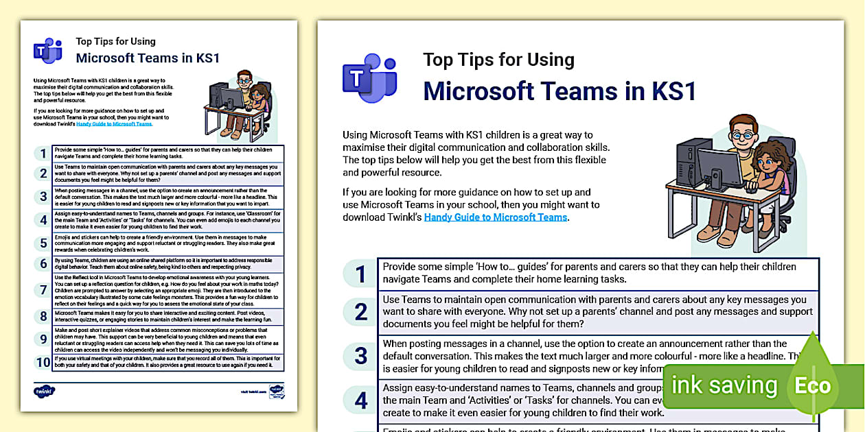 Top Tips for Using Microsoft Teams in KS1 - Computing