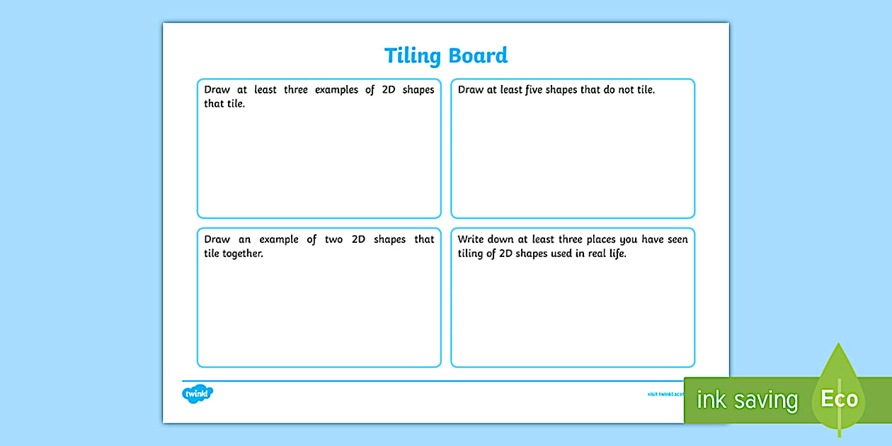Tiling 2D Shapes Board Worksheet - Twinkl
