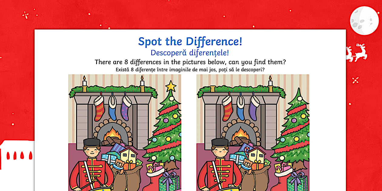 Black and White Toy Soldier Spot the Difference English/Romanian