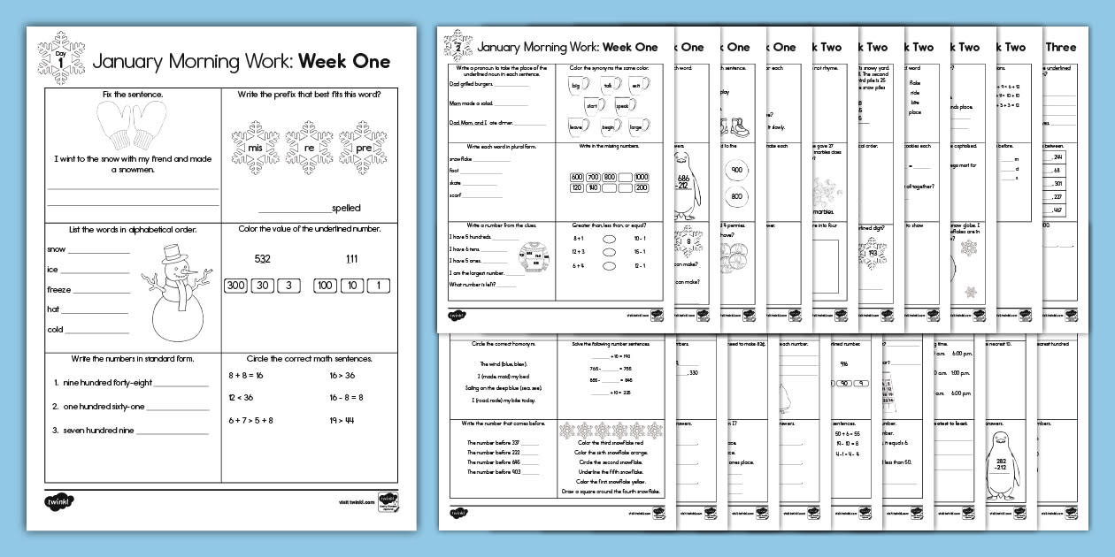 Second Grade January Morning Work Bundle (teacher made)