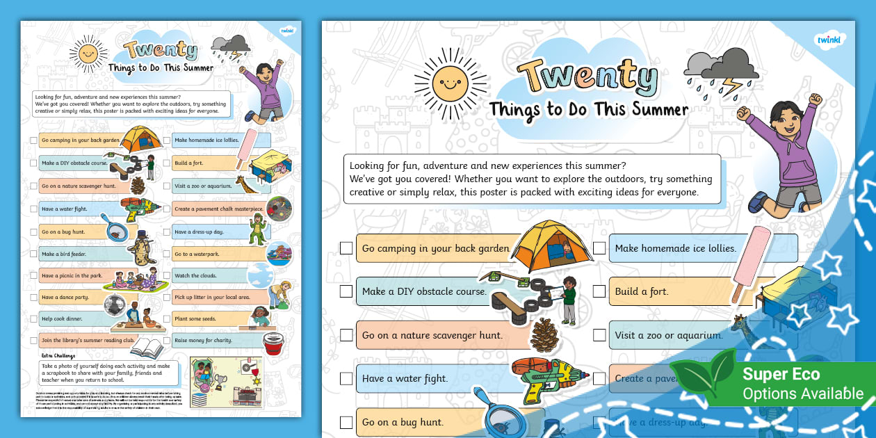 20 Things to Do This Summer (teacher made) - Twinkl