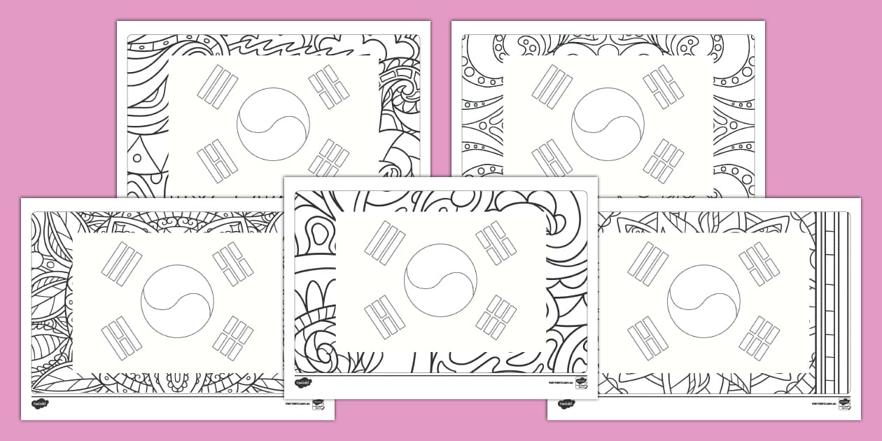 South Korea Flag Mindfulness Colouring Sheets (Teacher-Made)