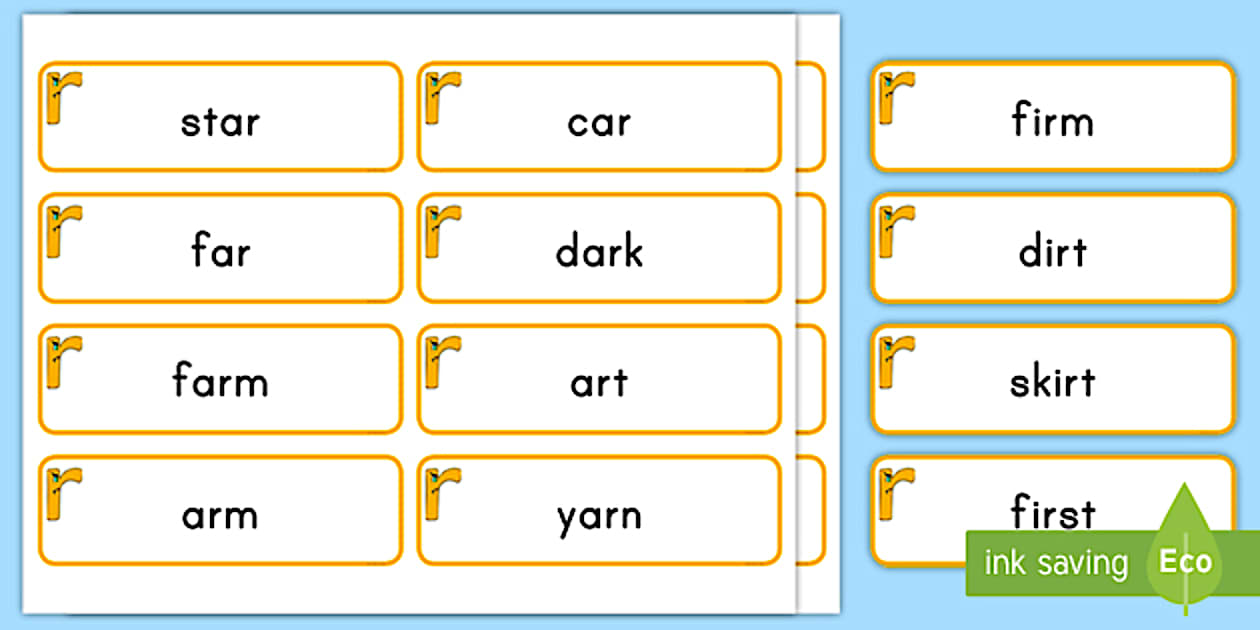 Bossy R Anchor Chart Word Cards - Twinkl