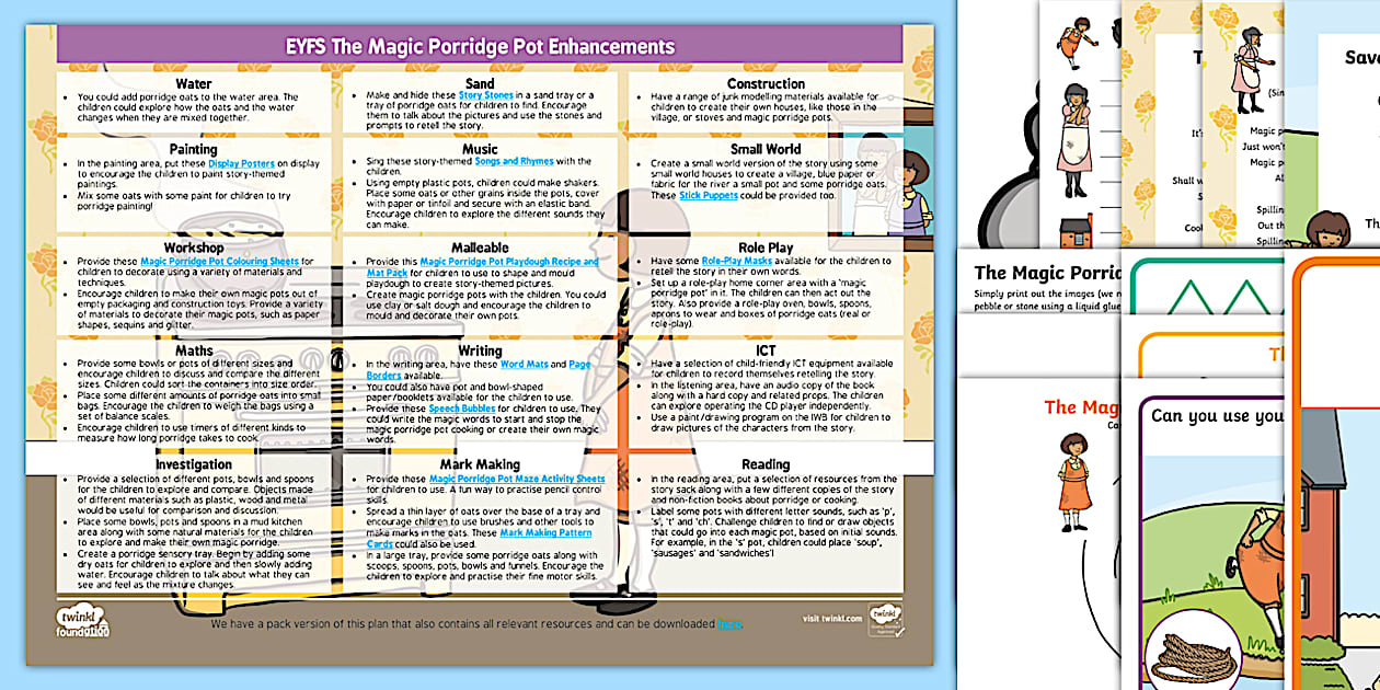 EYFS The Magic Porridge Pot Enhancement Ideas and Resources Pack