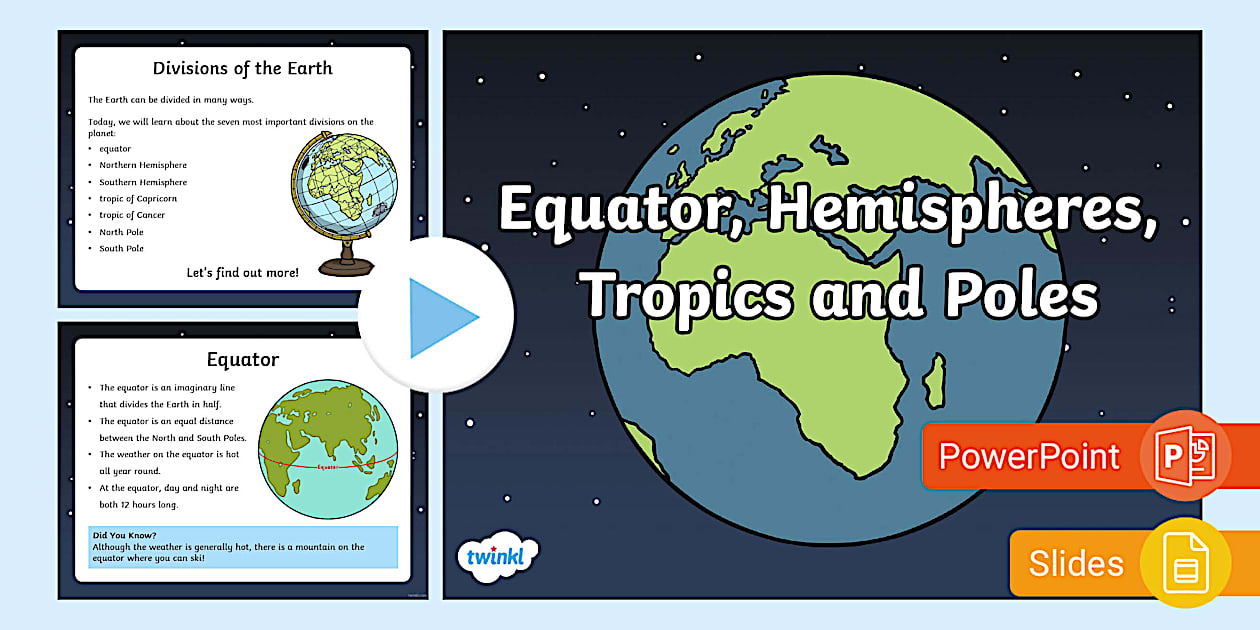 Equator, Hemispheres, Tropics and Poles PowerPoint - Twinkl