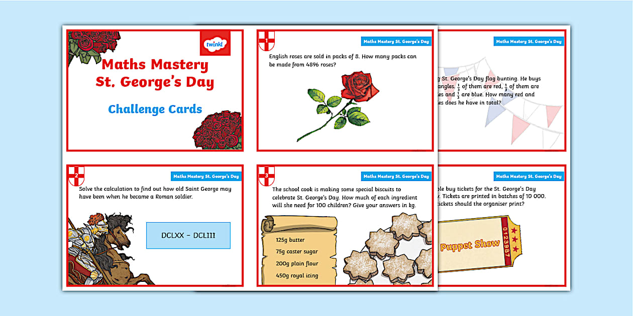 👉 Year 5 Maths Mastery St. George's Day Challenge Cards