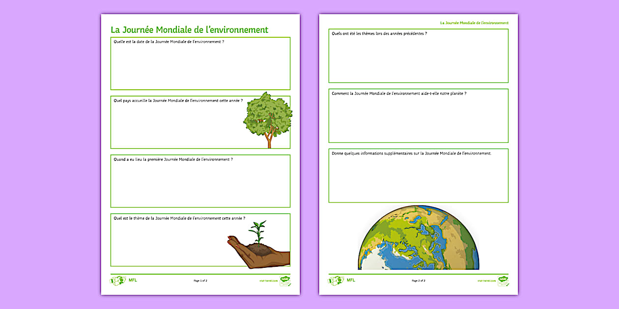 World Environment Day Fact File French (teacher made)