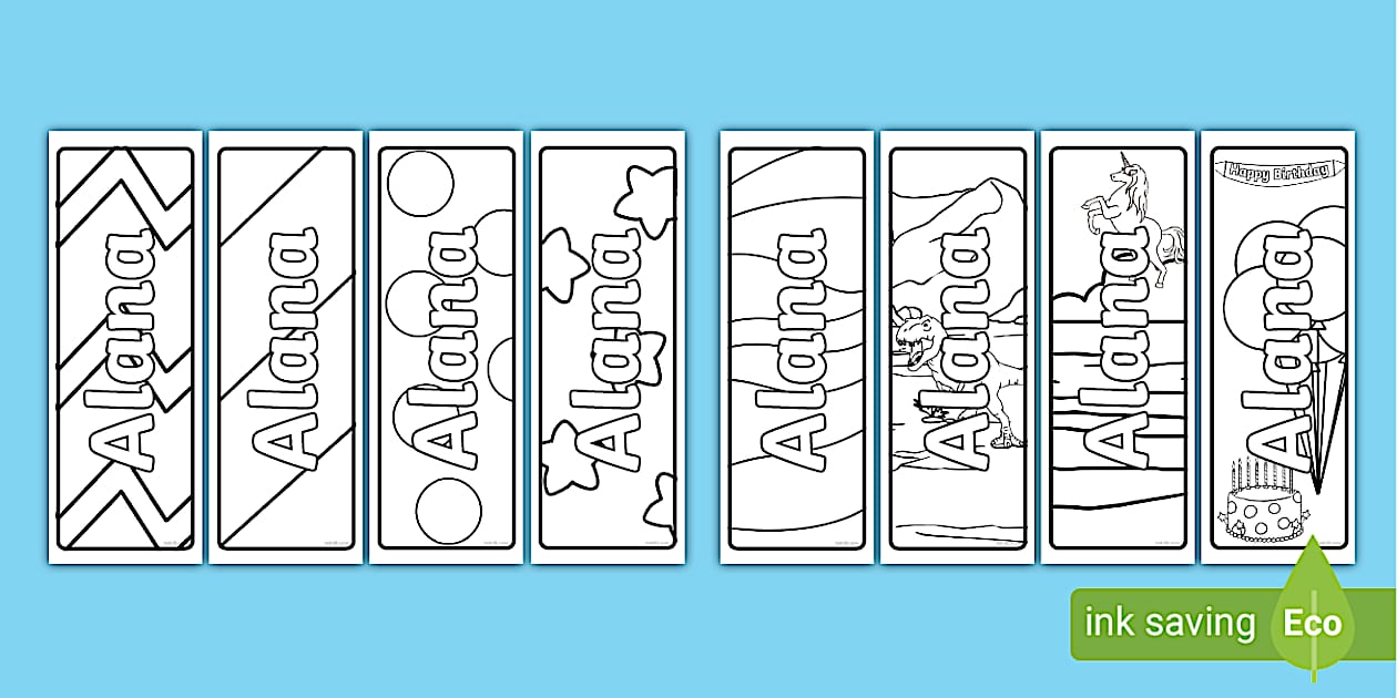 Alana Name Simple Colouring Bookmarks (Teacher-Made)