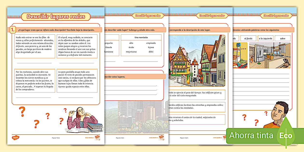 Ficha de actividad: Describir lugares reales - Ampliación Curricular Lengua
