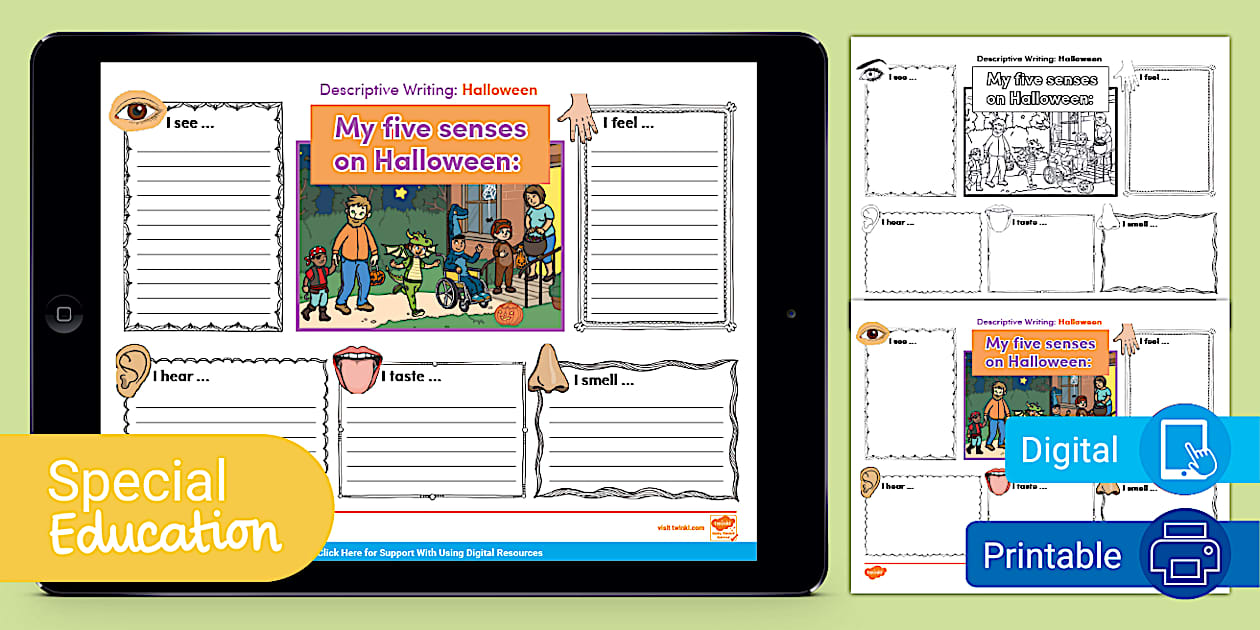 Halloween Descriptive Writing Activity for Special Education