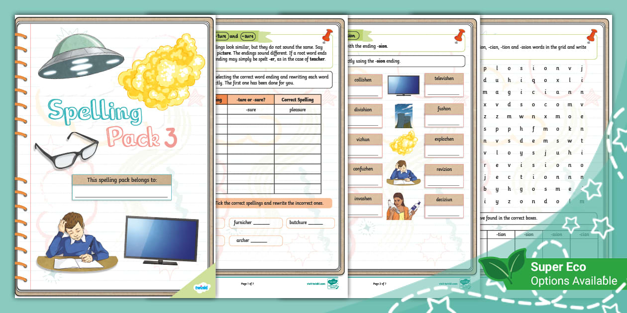 Year 3/4 Spellings: Pack 3 - Word Endings