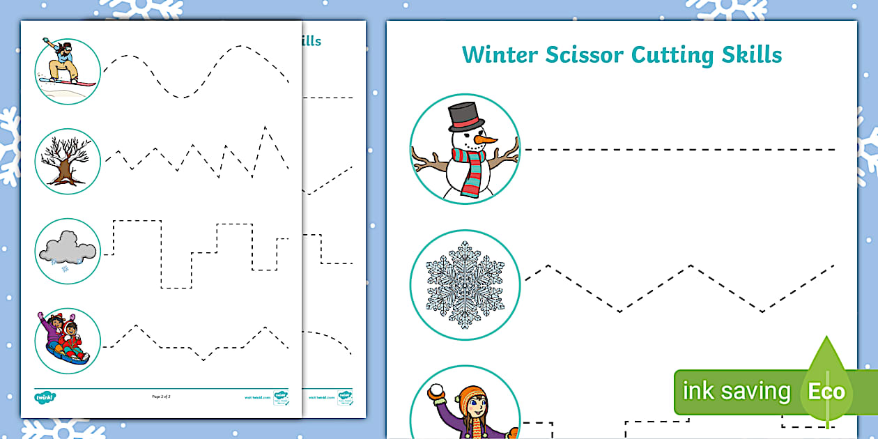 Winter Cutting Skills Activity Sheets | Twinkl - Twinkl