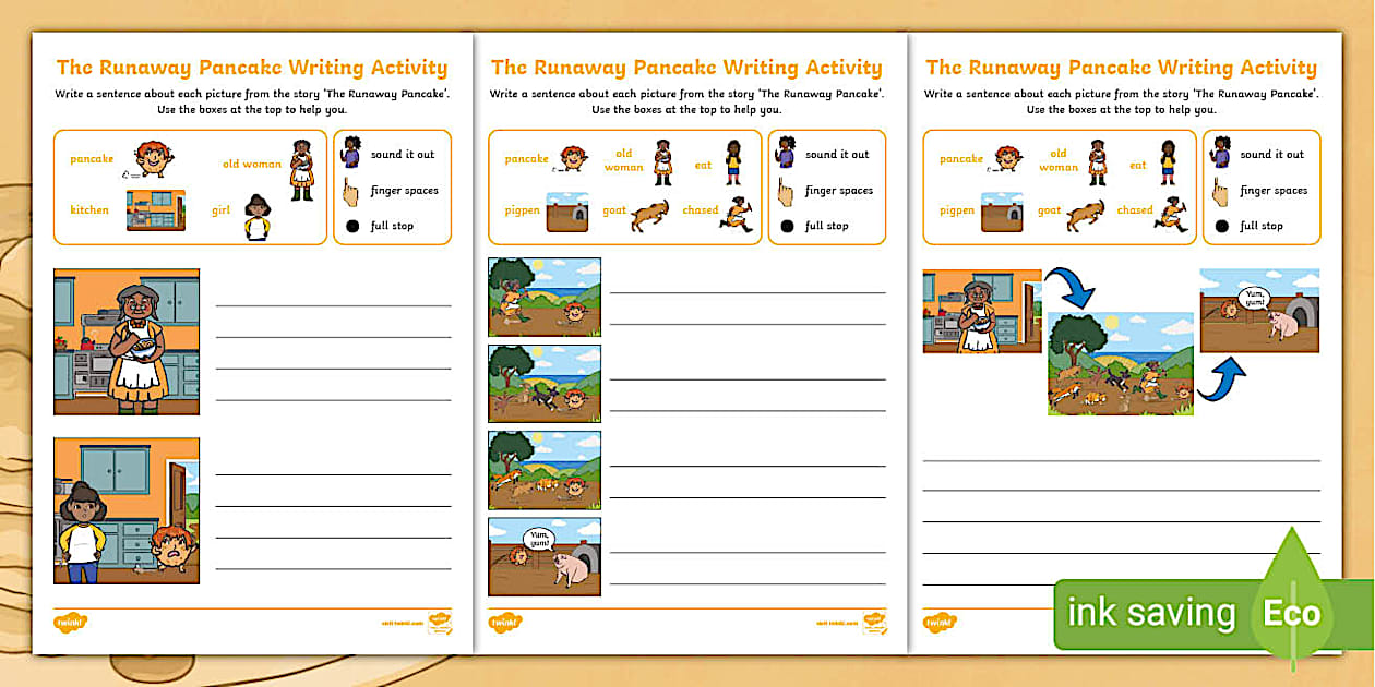 The Runaway Pancake Early Writing Activity (teacher made)
