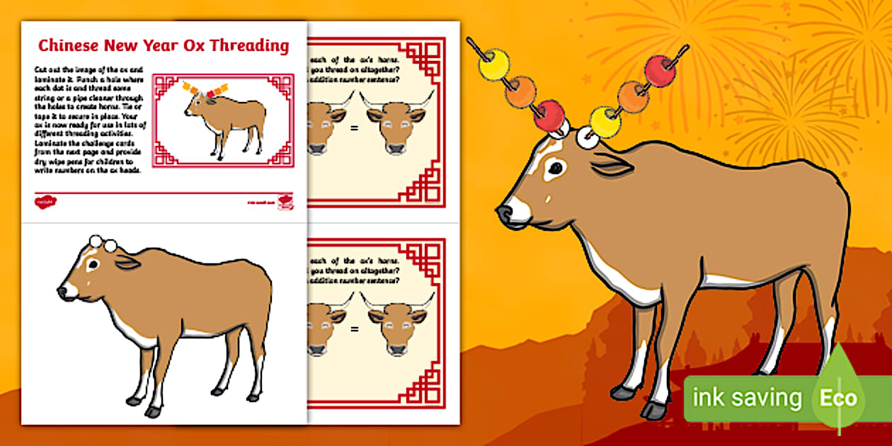 Chinese New Year of the Ox Threading Activity (teacher made)
