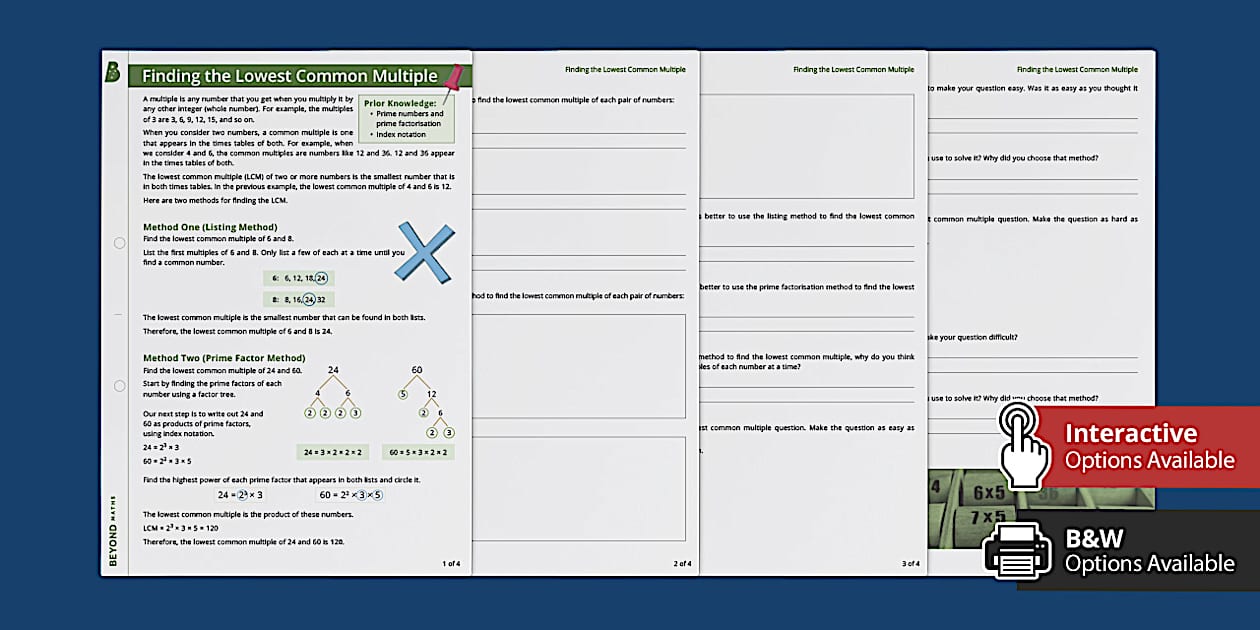 Finding The Lowest Common Multiple Worksheet Teacher Made