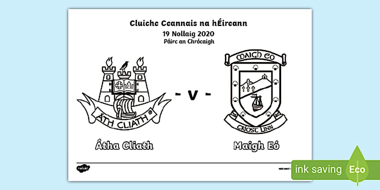 Cluiche Ceannais na hÉireann Colouring Page-Irish
