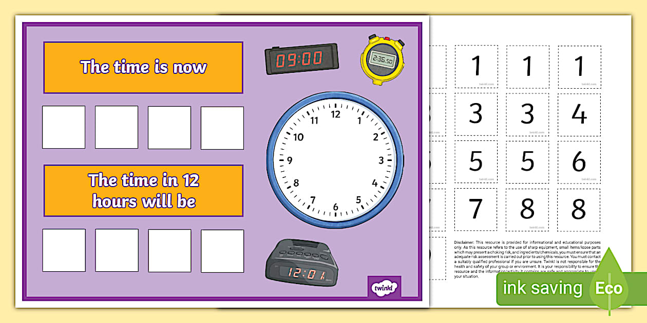 👉 What Is the Time in 12 Hours? Countdown Display Poster