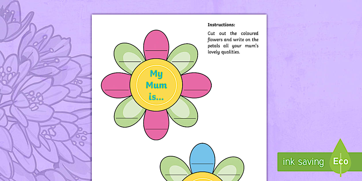 Black and White Mother's Day Flower Petal Activity - Twinkl