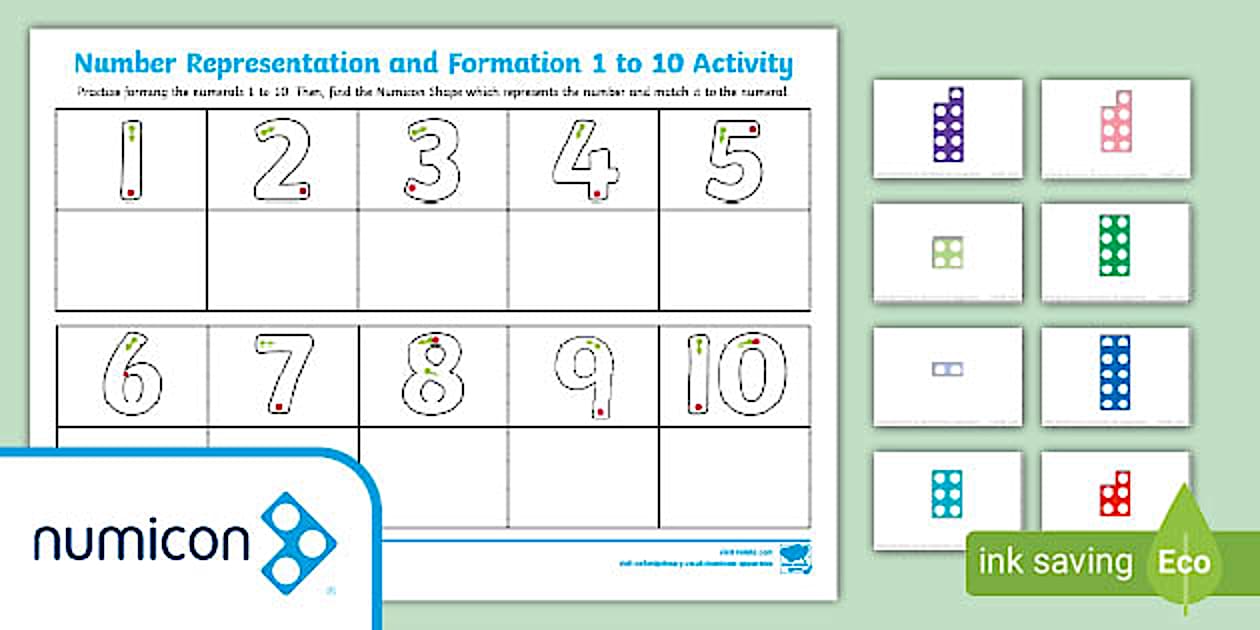 Numicon Shape Representation/Formation 1-10 Worksheet