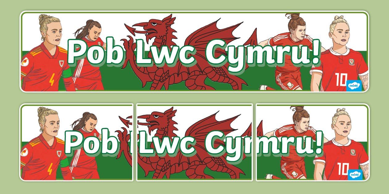 Pêl-droed Merched Cymru: Baner Pob Lwc (teacher made)