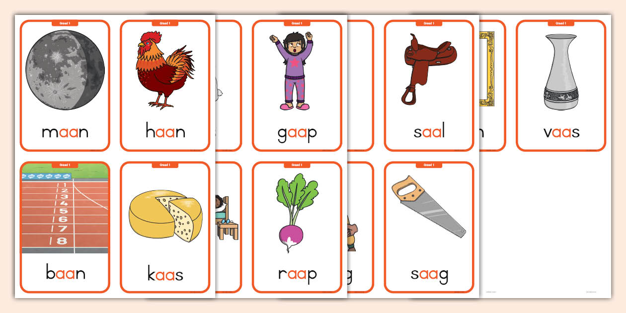 Graad 1 Klanke Flitskaarte aa