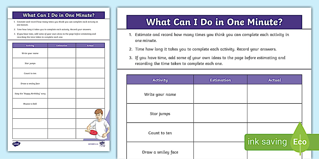 What Can I Do in One Minute? (teacher made) - Twinkl