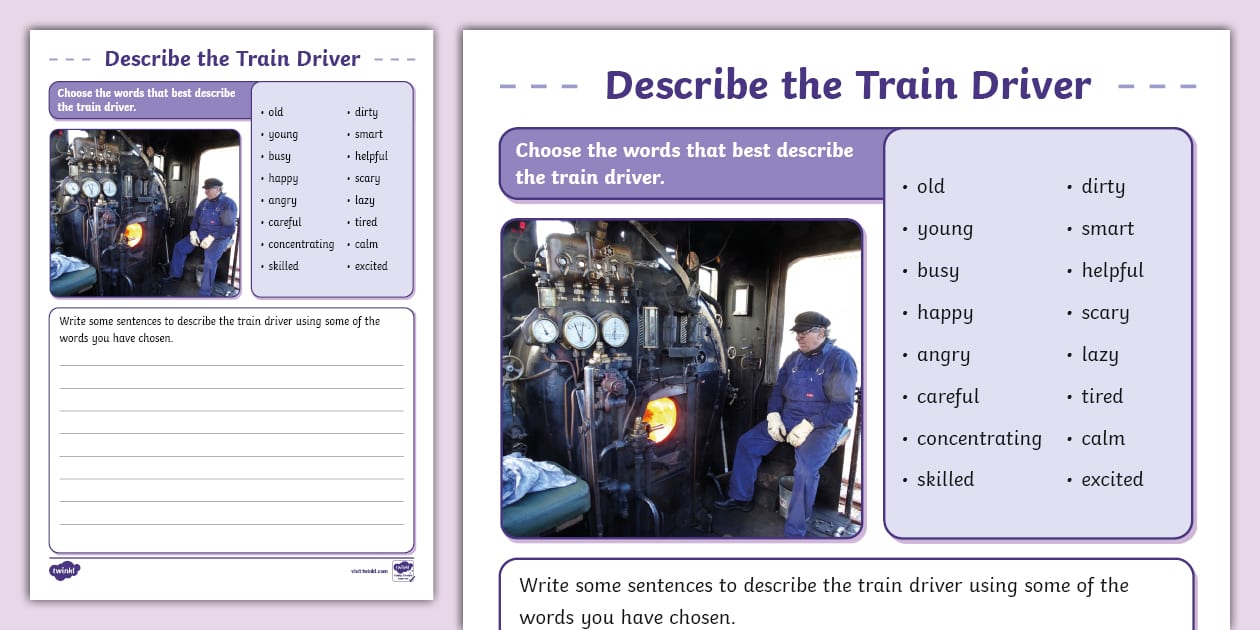 Describe the Train Driver Worksheet - Twinkl - KS1 - Twinkl